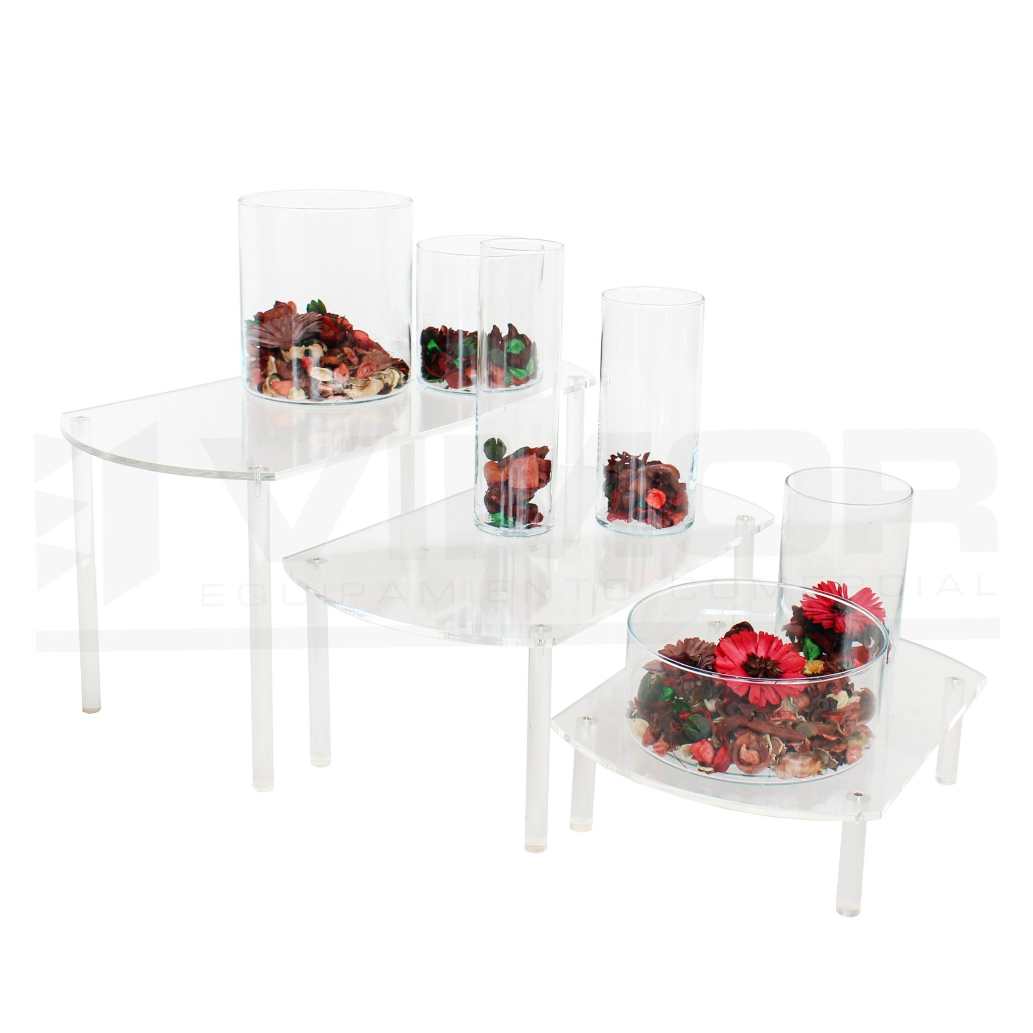 Expositor 3 mesas rectangulares transparente - Vimor.es