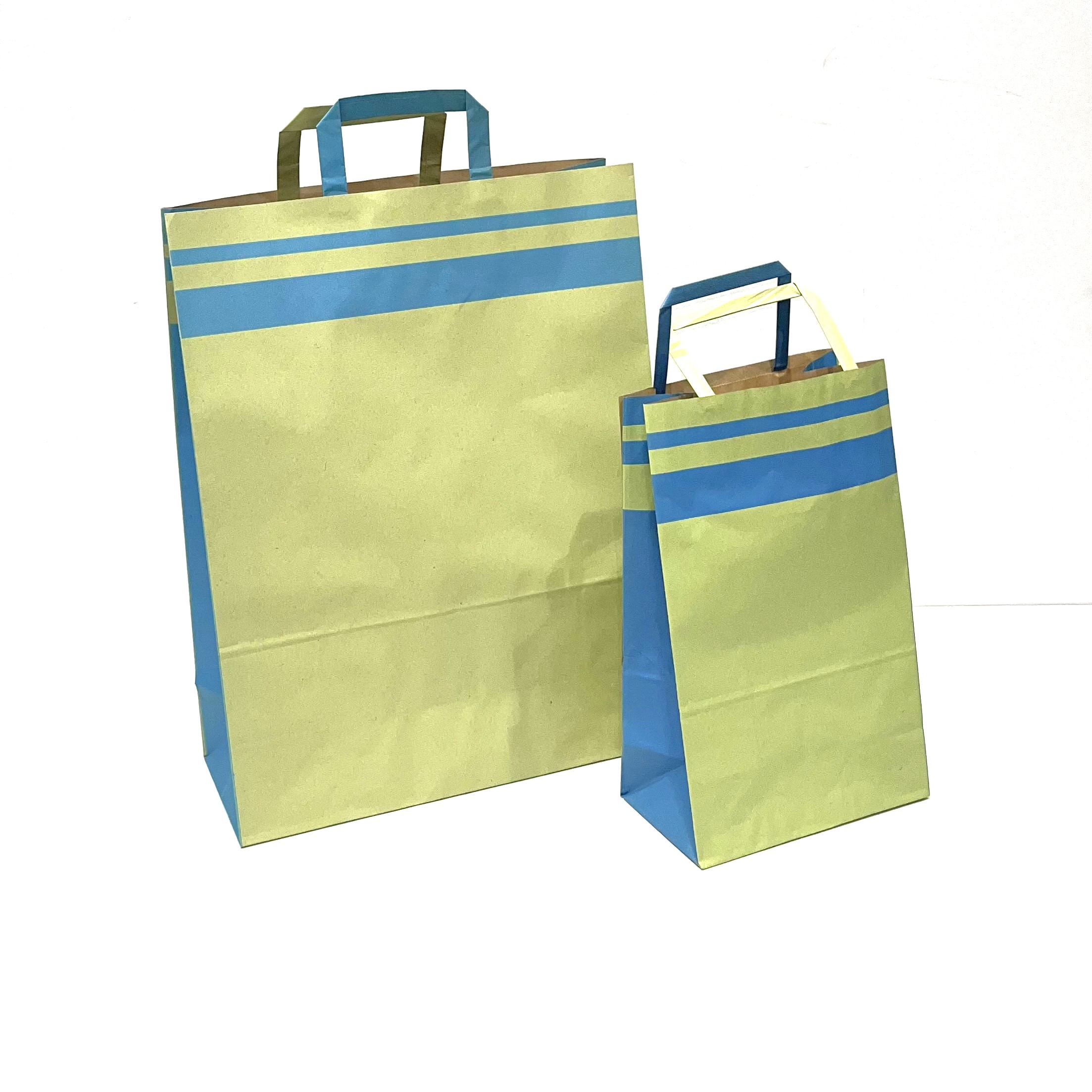 Bolsa papel verde asa plana raya pequeña - Vimor.es